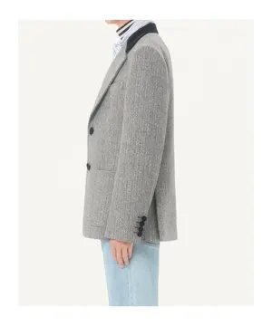 Valentino Garavani Single-breasted Wool Jacket In Chevron Pattern