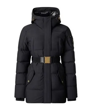 Moose Knuckles 3q Belted Hooded Down Jacket - Black