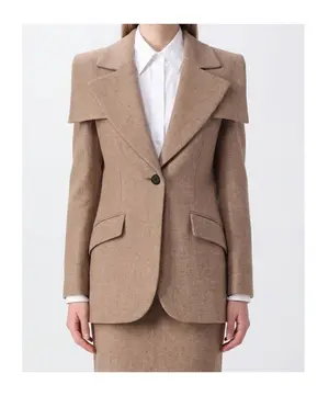 Chloé Winter Cape-detail Blazer - Brown
