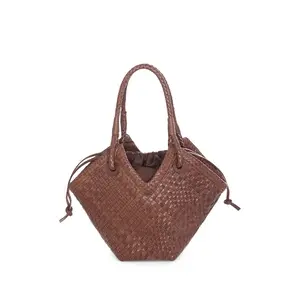 IBELIV Small Trinity Woven-leather Tote Bag - Choco