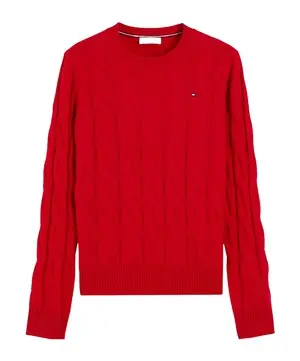 Tommy Hilfiger Pure Wool Cable-knit Pullover - Red