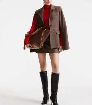 Marella Wool-blend Check Cape