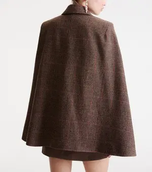 Marella Wool-blend Check Cape