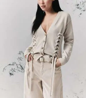 Marella Wool Lace-up Cardigan