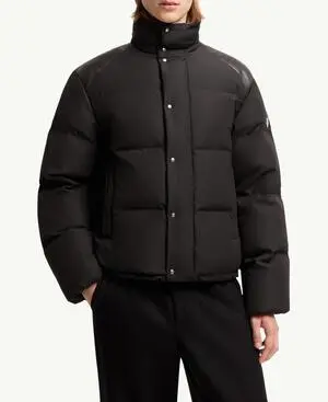 Moncler Verone Leather-trimmed Short Down Jacket
