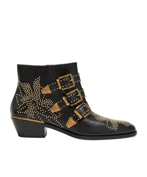 Chloé Leather Wedge Heeled Ankle Boots