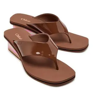Chloé Patent Leather Wedge Sandals