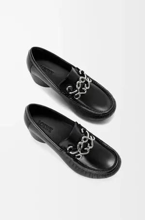 Loewe Oval Double L Loafer In Lambskin - Black