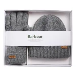 Barbour Ribbed Knit Beanie And Glove Set