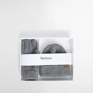 Barbour Ribbed Knit Beanie And Glove Set