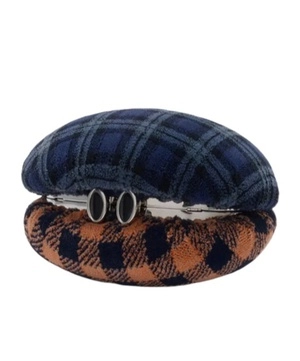 Loewe Shell Minaudiere In Check Pattern Textile And Metal - Deep Navy/multi