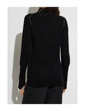 ALLSAINTS Martel Ribbed Knitted Polo Top - Black