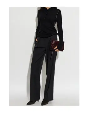 ALLSAINTS Martel Ribbed Knitted Polo Top - Black