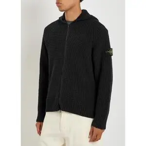 Stone Island Knitted Hooded Zip Cardigan