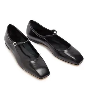 AeydĒ Square-toe Leather Ballet Flats - Black