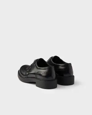 Prada Chocolate Brushed Leather Derby Brogues