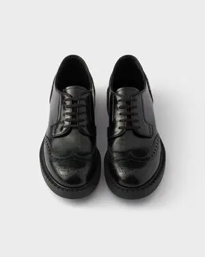 Prada Chocolate Brushed Leather Derby Brogues