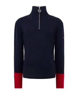 AMI Paris Half-zip Knit Top - Black