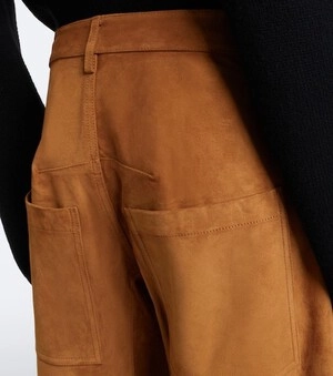 NILI LOTAN Shon Suede Barrel-leg Pants