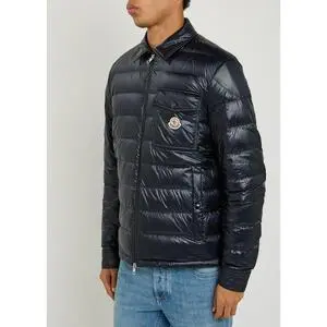 Moncler Shiny Front Stand-collar Quilted Down Jacket