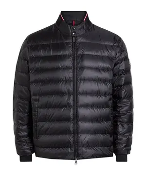 Moncler Stand-collar Horizontal Quilting Glossy Down Jacket - Black