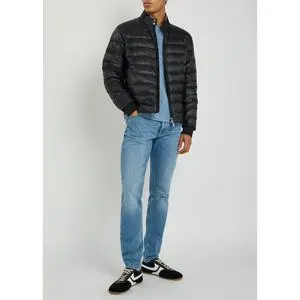 Moncler Stand-collar Horizontal Quilting Glossy Down Jacket