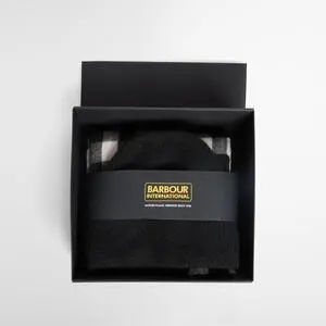Barbour Knitted Beanie And Check Scarf Set
