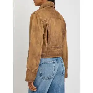 Polo Ralph Lauren Cropped Distressed Leather Jacket