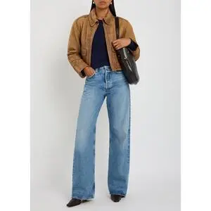 Polo Ralph Lauren Cropped Distressed Leather Jacket