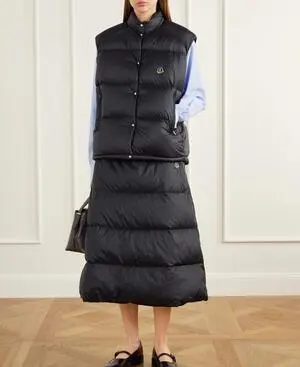 Moncler Logo-appliquéd Quilted Down Knee-length Skirt