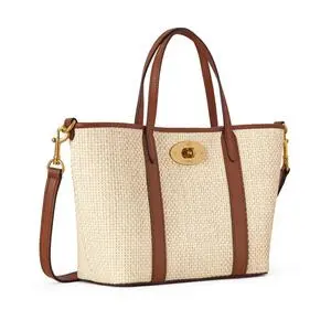 Mulberry Woven Tote Bag With Brown Leather Trim
