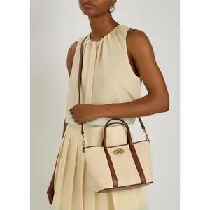 Mulberry Woven Tote Bag With Brown Leather Trim
