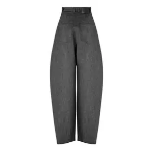Balenciaga Thin-striped Curved Wide-leg Pants