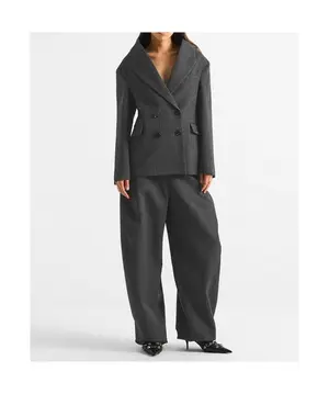 Balenciaga Thin-striped Curved Wide-leg Pants