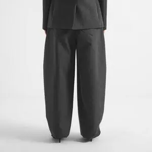 Balenciaga Thin-striped Curved Wide-leg Pants