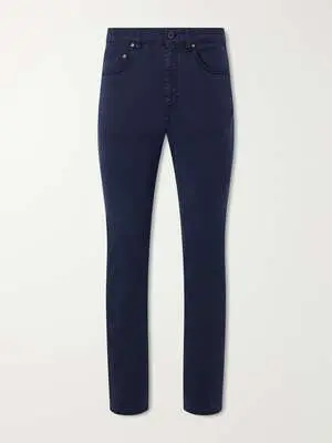 Boglioli Straight-leg Garment-dyed Cotton-blend Twill Trousers - Navy