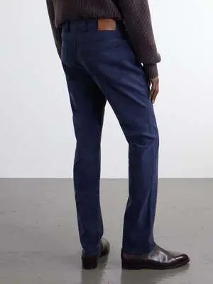 Boglioli Straight-leg Garment-dyed Cotton-blend Twill Trousers - Navy