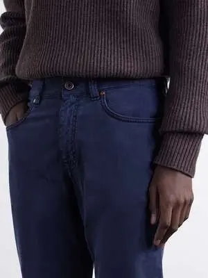Boglioli Straight-leg Garment-dyed Cotton-blend Twill Trousers - Navy