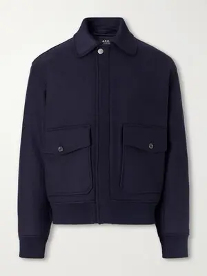 A.p.c. Charlie Wool-blend Twill Blouson Jacket - Blue