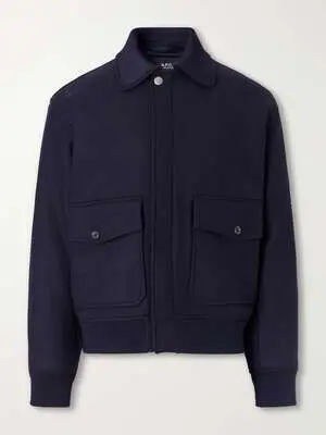 A.p.c. Charlie Wool-blend Twill Blouson Jacket - Navy