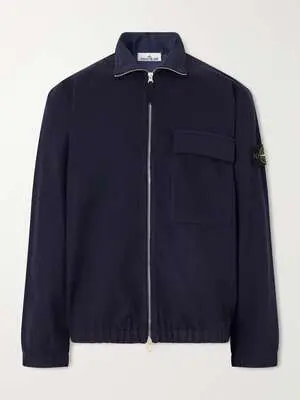 Stone Island Garment-dyed Wool Nylon Flannel-tc Overshirt - Blue