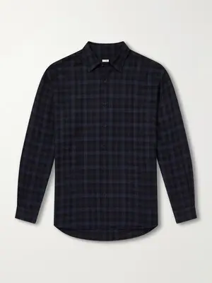 A.PRESSE Checked Wool-flannel Shirt - Blue