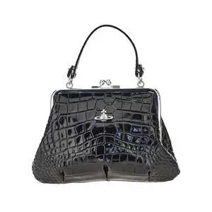 VIVIENNE WESTWOOD Croco-print Leather 'granny Frame' Mini Bag - Black
