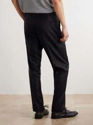 SLOWEAR Incotex Tapered Pintucked Wool And Silk-blend Twill Trousers