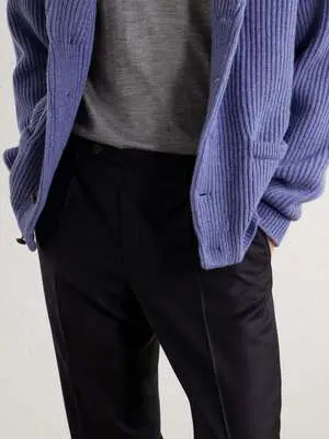 SLOWEAR Incotex Tapered Pintucked Wool And Silk-blend Twill Trousers