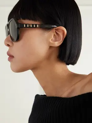 Fendi Five Sisters Double-bridge Aviator-style Acetate Sunglasses - Tortoiseshell