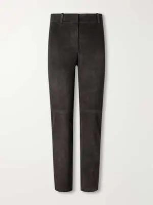ARMA Jen Paneled Suede Straight-leg Pants - Black
