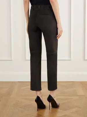 ARMA Jen Paneled Suede Straight-leg Pants