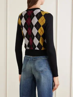 Khaite Rita Argyle Cashmere And Silk-blend Cardigan - Black