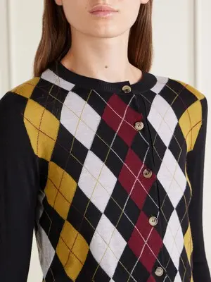 Khaite Rita Argyle Cashmere And Silk-blend Cardigan - Black